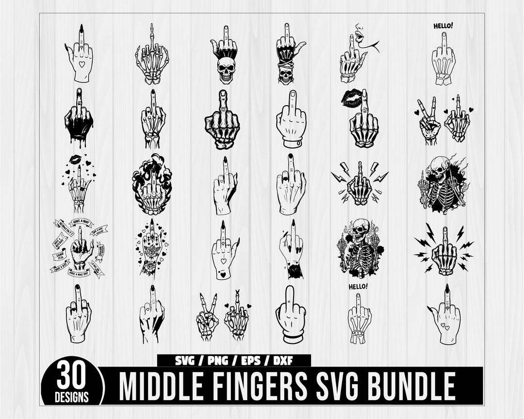 Middle Finger Svg Bundle, Middle Finger Clipart, Finger Sign Svg ...