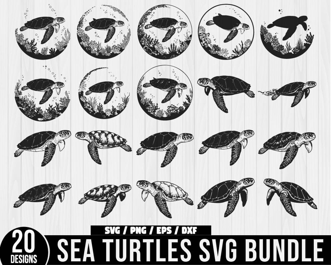 Sea Turtle Svg Bundle, Turtle Bundle, Turtle Svg, Nautical and Sea File ...