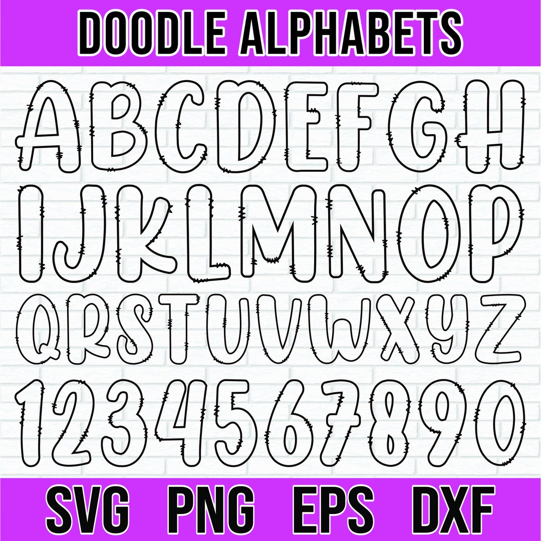 Doodle Font Svg, Blank Transparent Doodle Letters, Doodle Letters SVG, Doodle Font Png, Doodle ...
