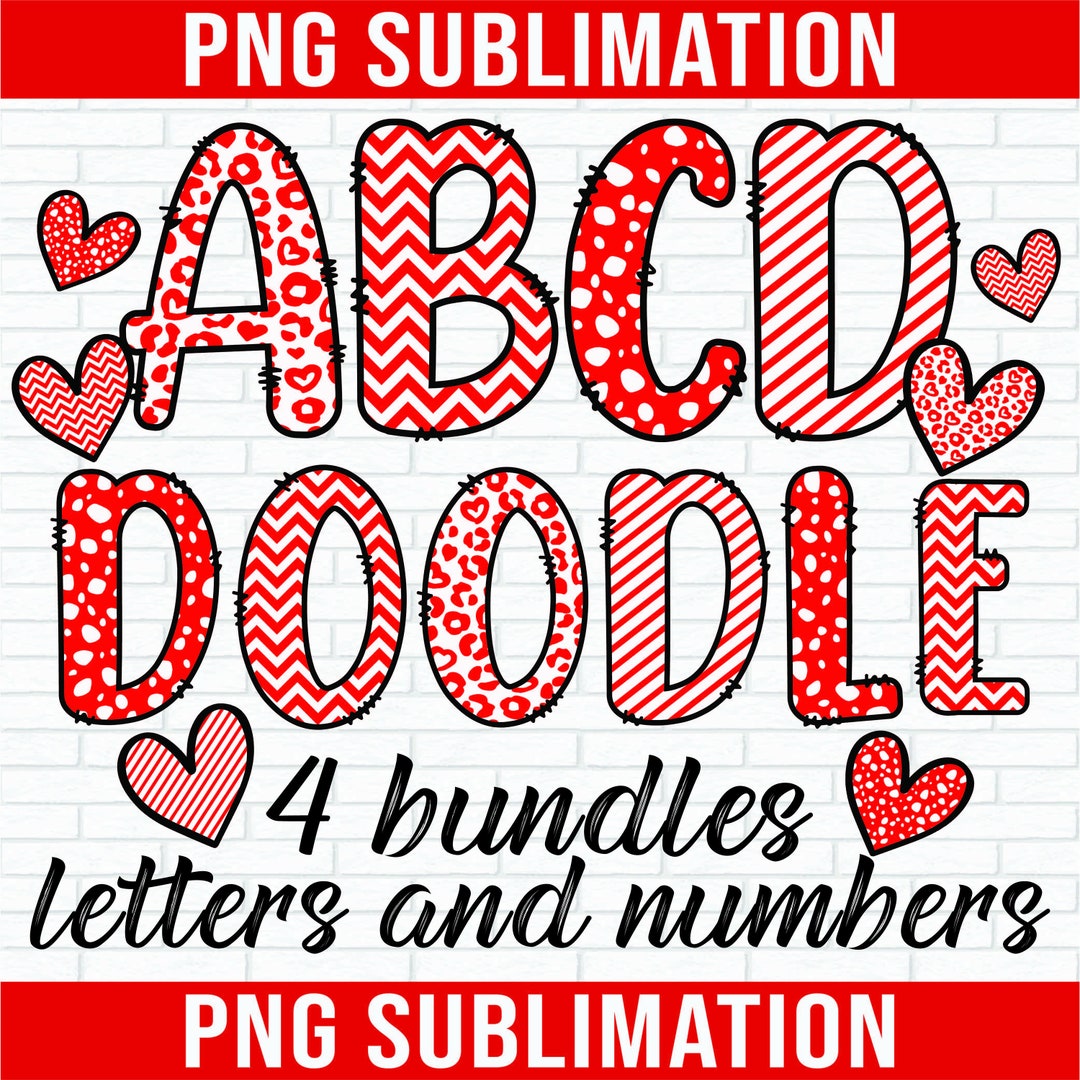 Valentine Alpha Doodle Set Png, Valentine's Day Alphabet PNG ...
