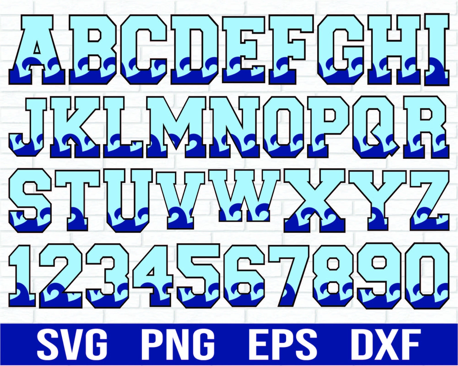 Ocean Wave Font Svg, Wave Bundle, Wave Svg, Wave Cut File, Drop Svg ...