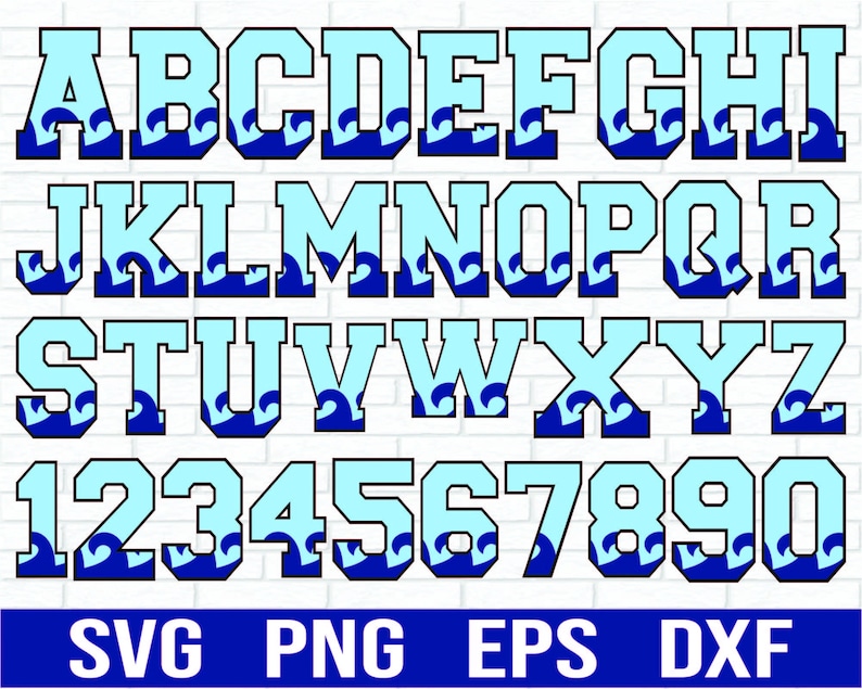 Ocean Wave Font Svg, Wave Bundle, Wave Svg, Wave Cut File, Drop Svg ...