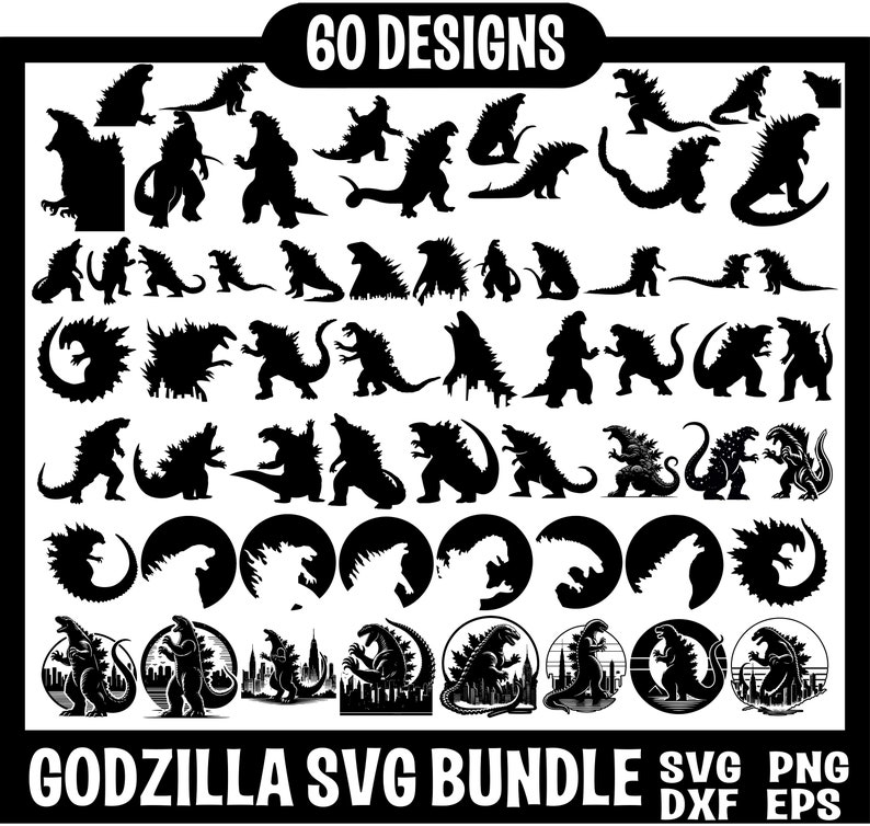 Godzilla Svg Bundle, Godzilla Svg, Godzilla Silhouette, Godzilla Clip ...