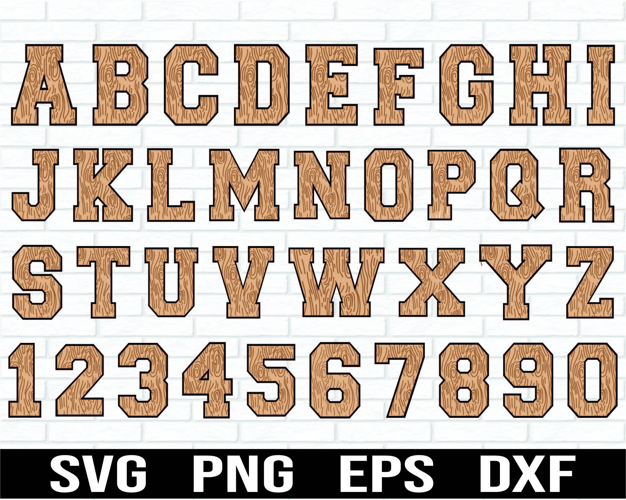 Wood Alphabet Svg, Plank Alphabet Svg, Wood Font Letters and Numbers ...