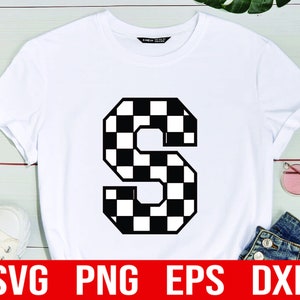 Checkered Alphabet and Numbers Svg Bundle, Checkered Letters, Racing ...