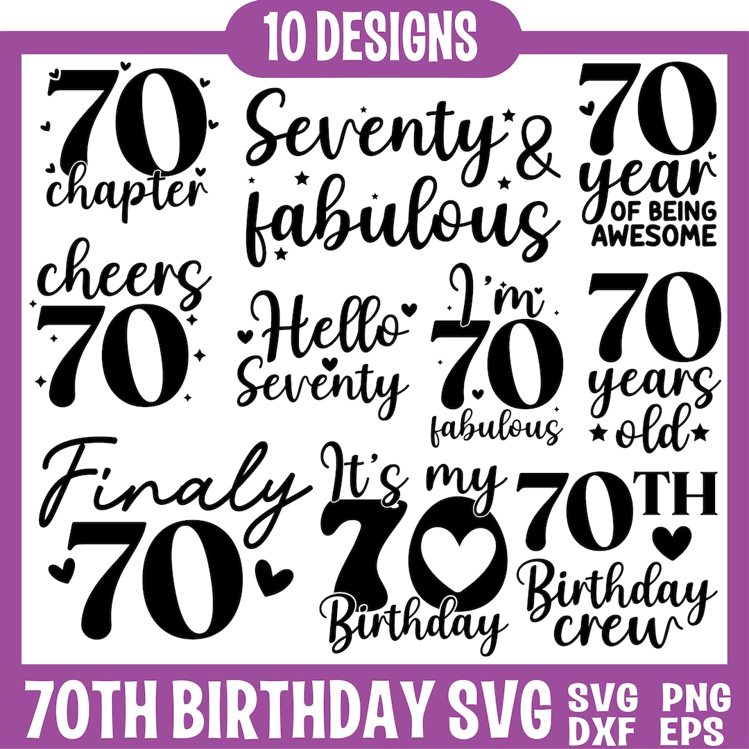 70th Birthday SVG Bundle, Happy Birthday Svg, Birthday Shirt Svg ...
