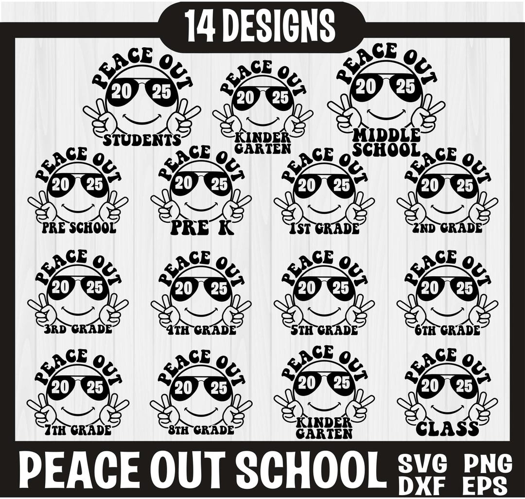 Peace Out School Svg Bundle, Retro Peace Out Svg, Summer Break Svg ...