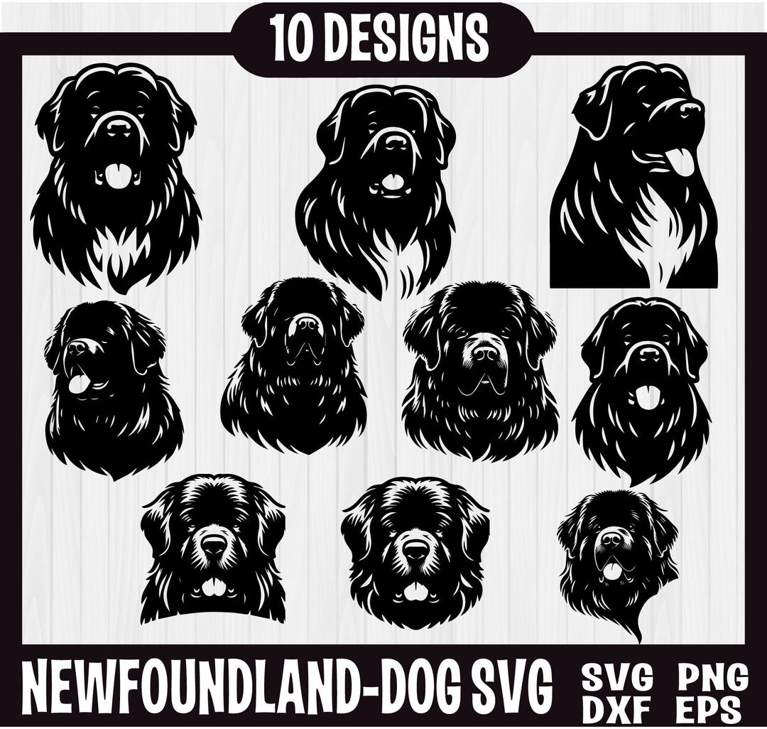 Newfoundland Dog Svg Bundle, Vector Graphic Cut File Laser Clip Art ...