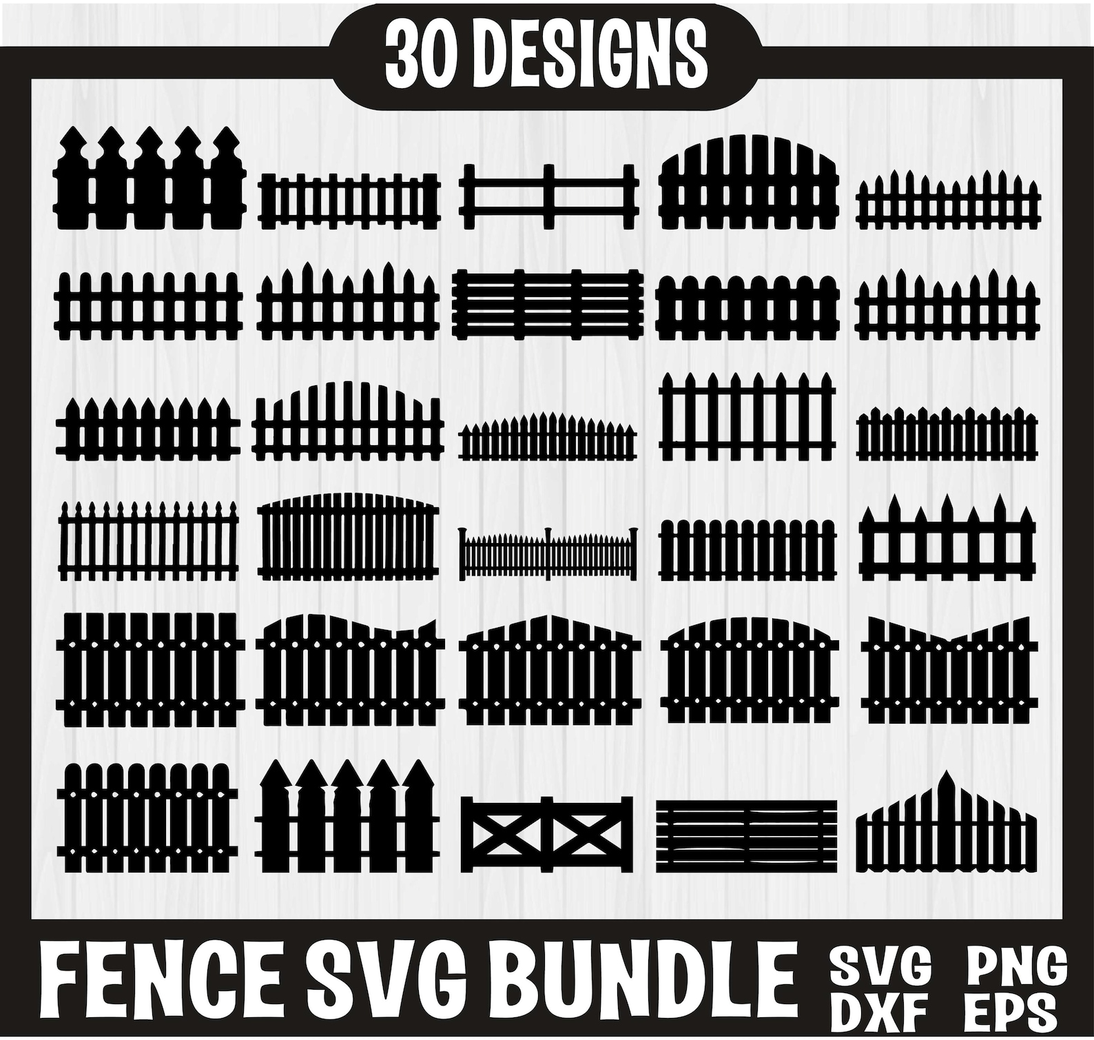 Fence SVG Bundle, Picket Fence Svg, Iron Cast Fence Svg, Wooden Fence ...