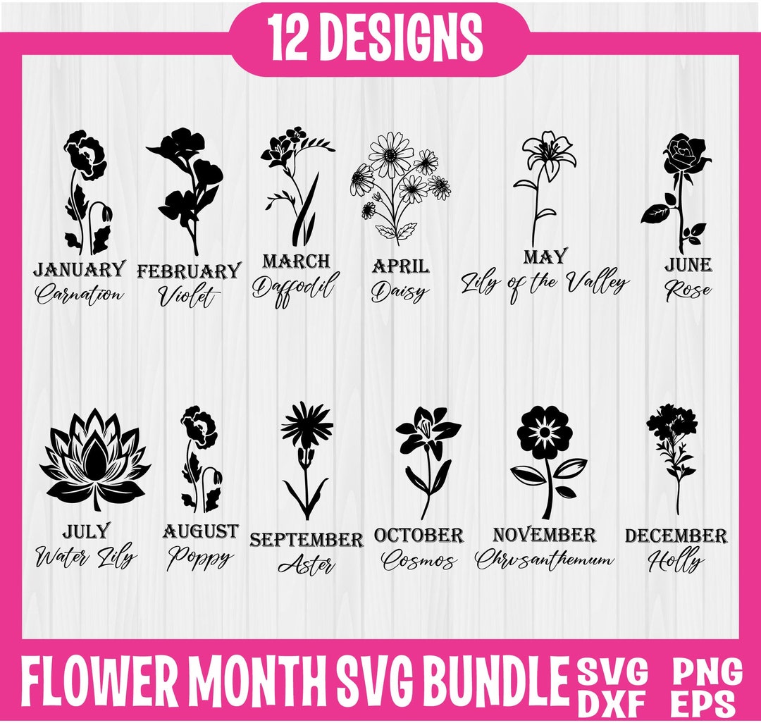 Birth Month Svg Bundle, Birth Month Flowers Svg, Wildflower Svg ...