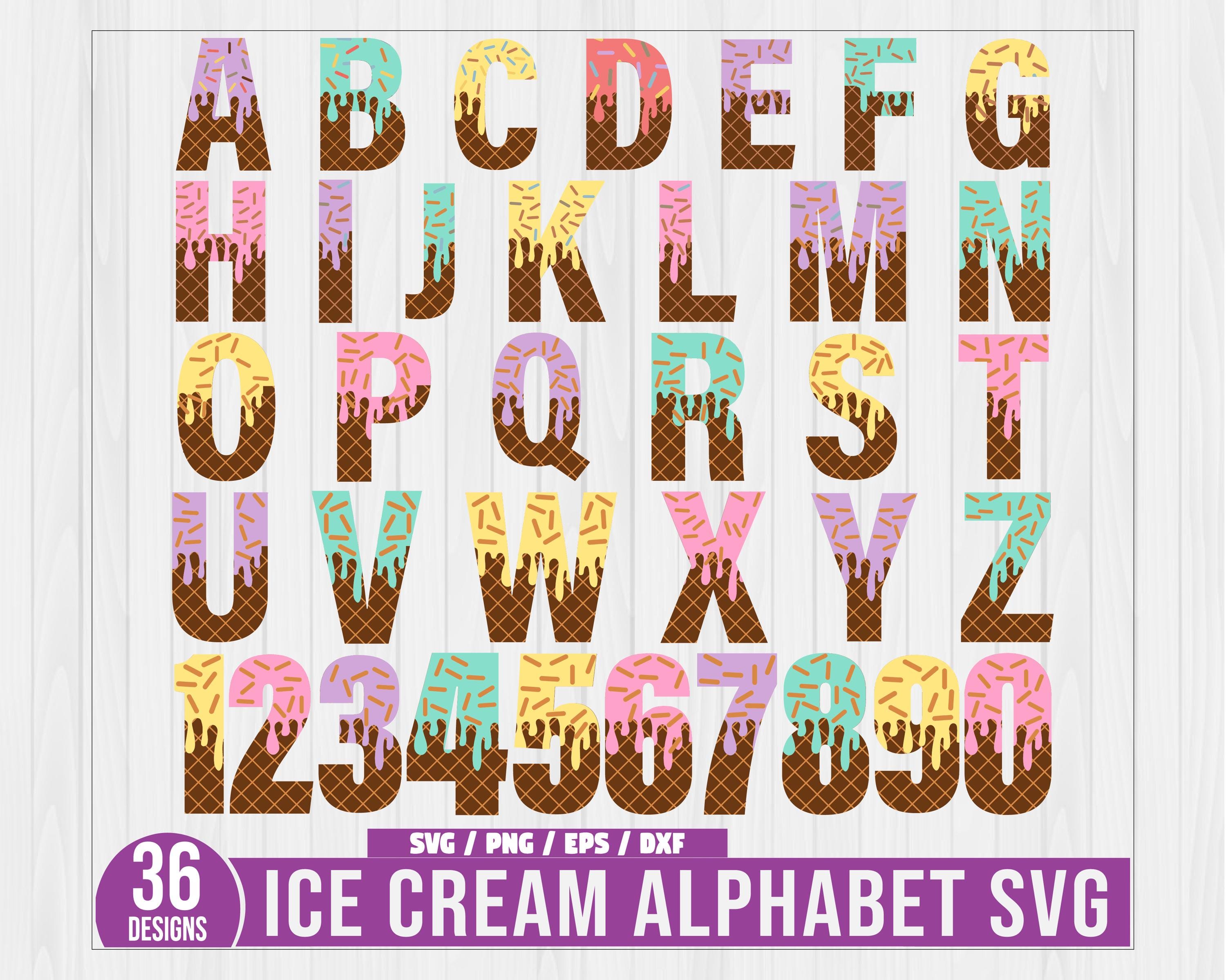 Ice Cream Letters and Numbers SVG, Ice Cream Birthday Svg, A-Z Ice ...