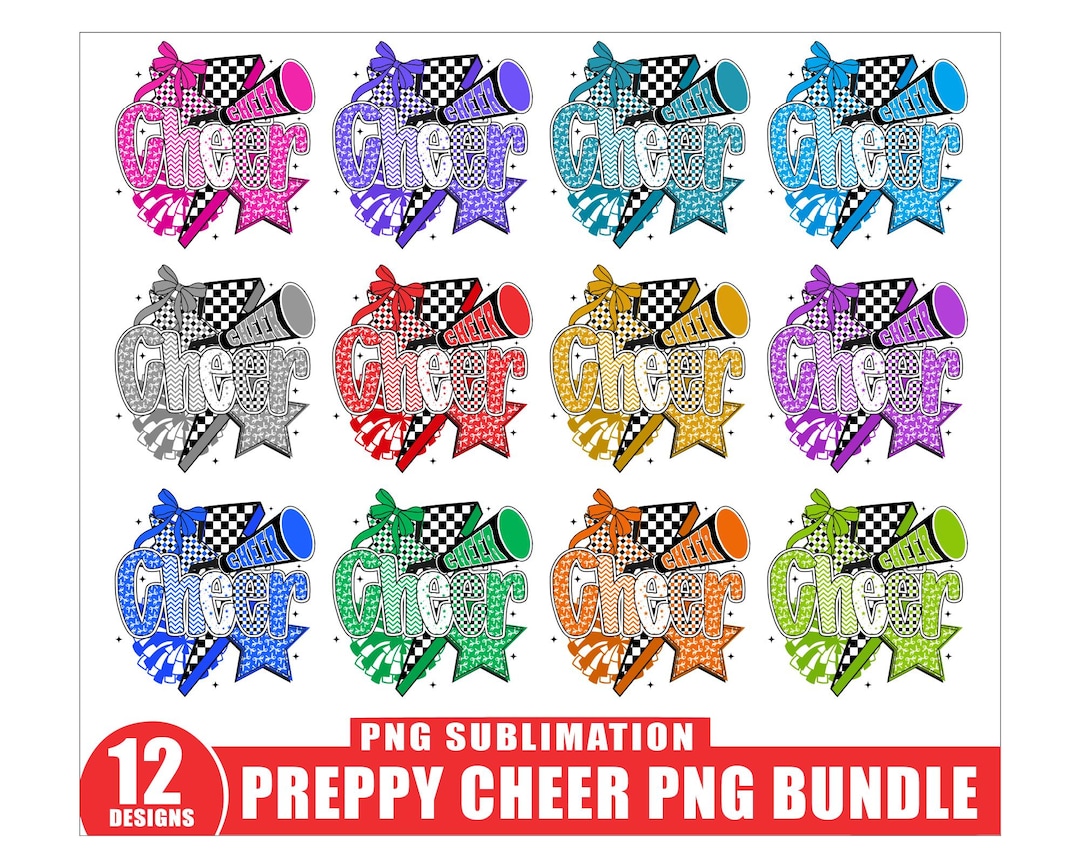 12 Preppy Cheer Png Bundle, Preppy Cheerleader Coquette Bow Png, Cheer ...