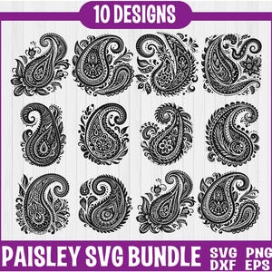 Paisley SVG Bundle, Bandana Svg Png, Indian Paisley Designs PNG for ...