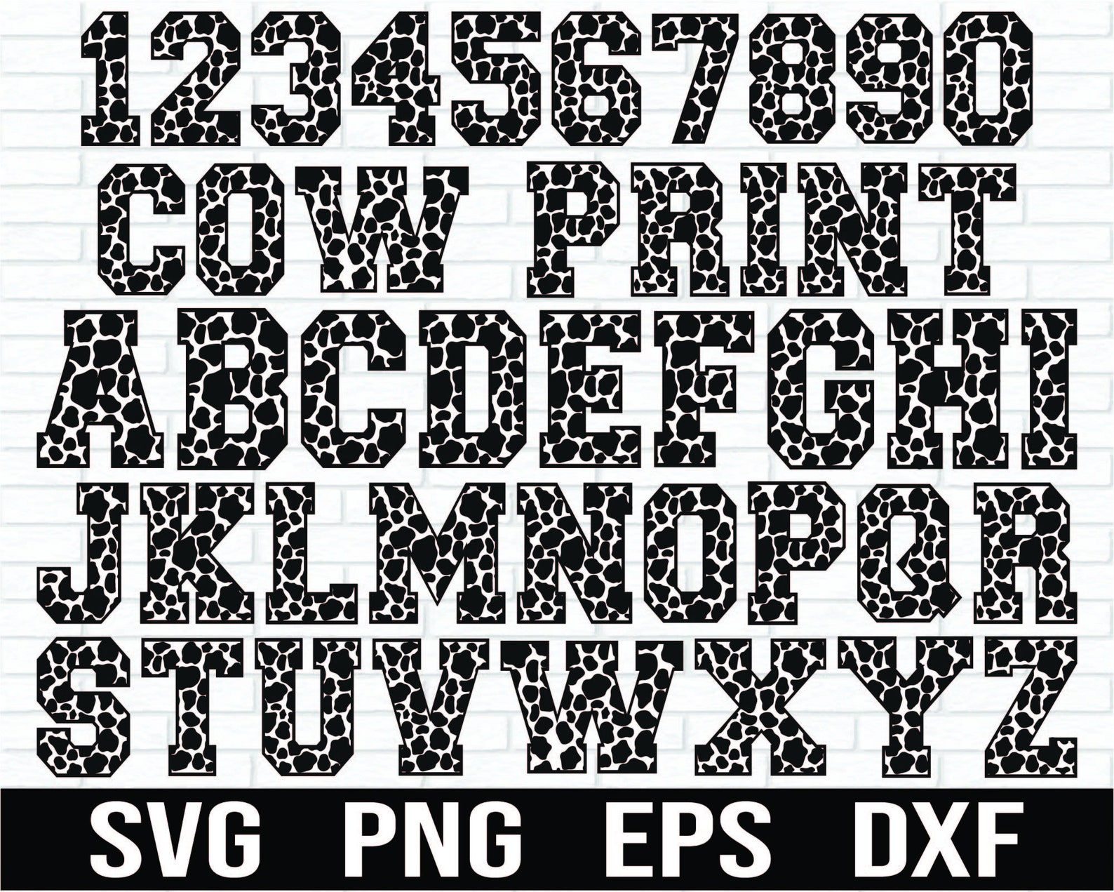 Cow Print Letters and Numbers Svg, Cow Animal Print SVG, Cow Letters ...