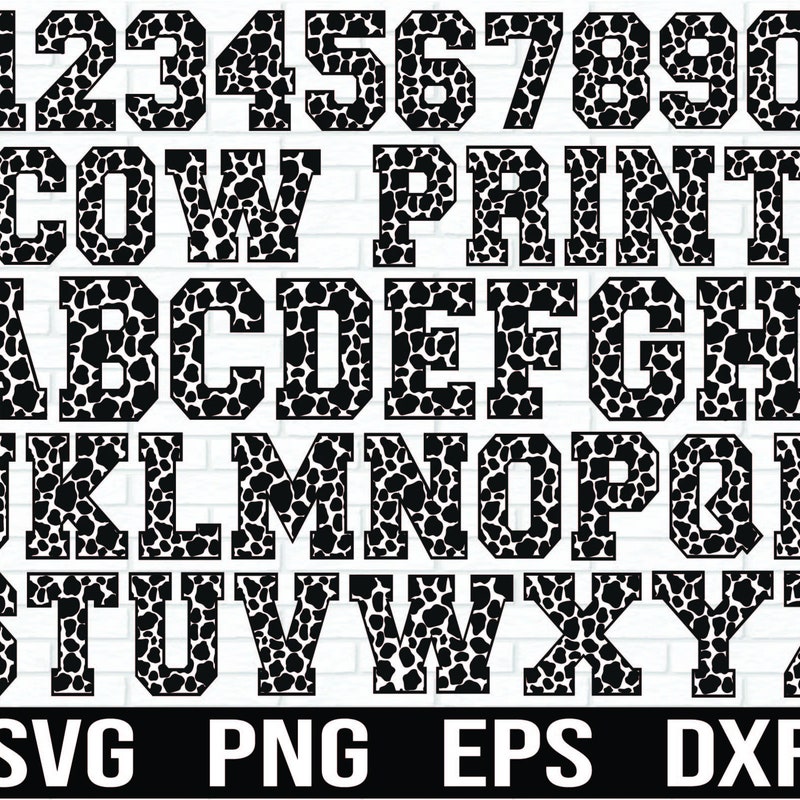 Cow Print Font - Etsy