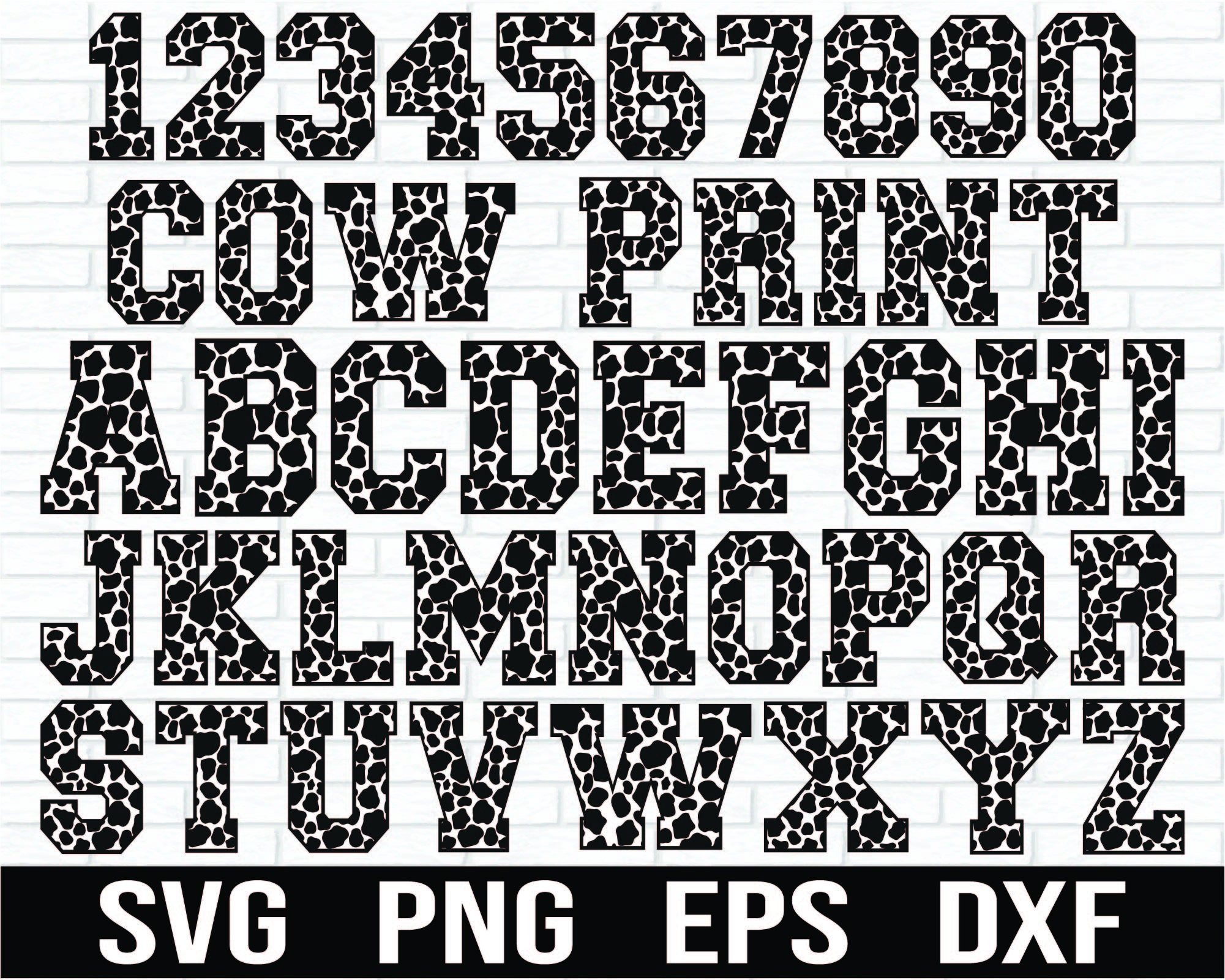 Cow Print Letters and Numbers Svg, Cow Animal Print SVG, Cow Letters ...