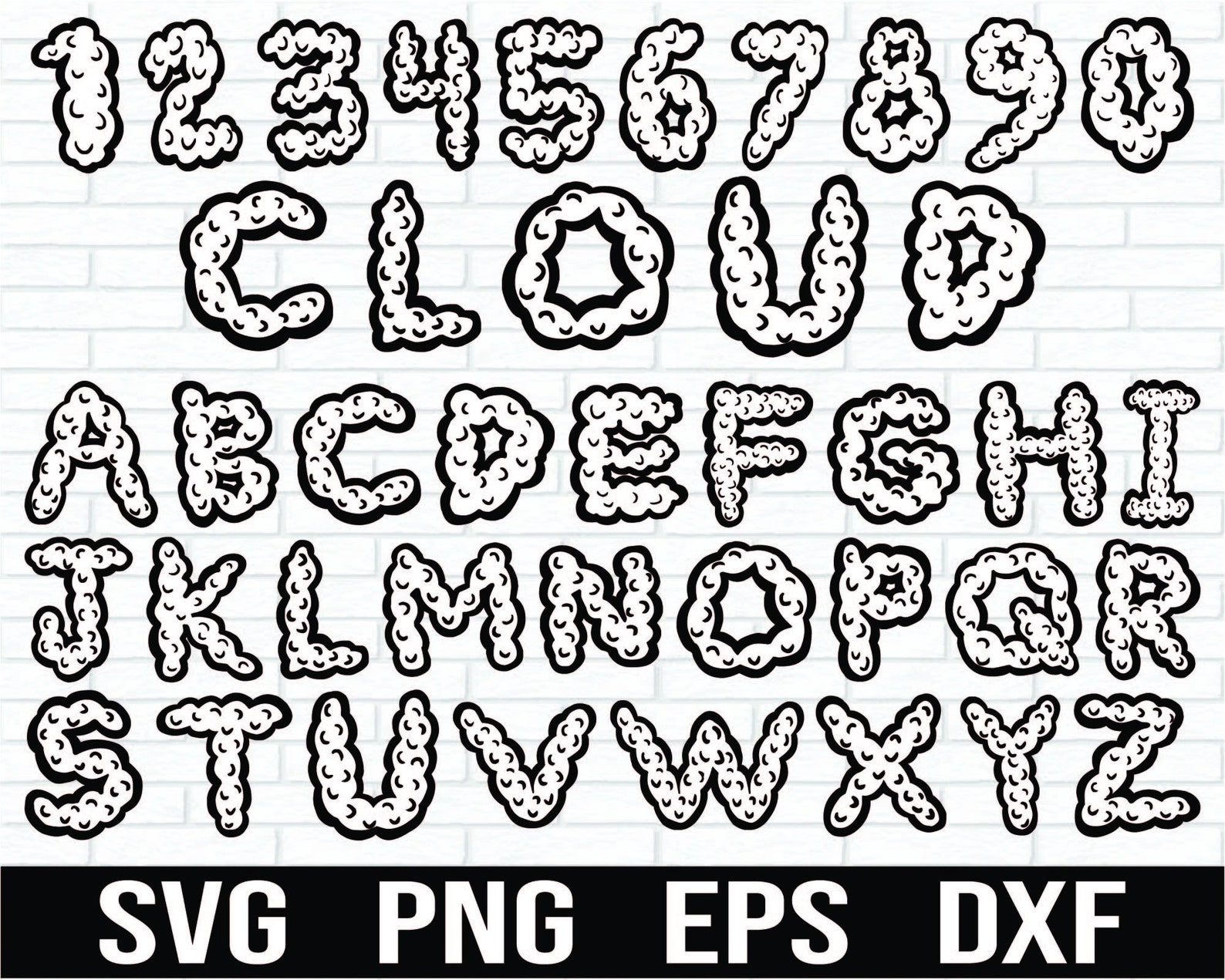Cloud Letters and Numbers Svg Bundle, Cloud Svg Bundle, Cloud Font Svg ...