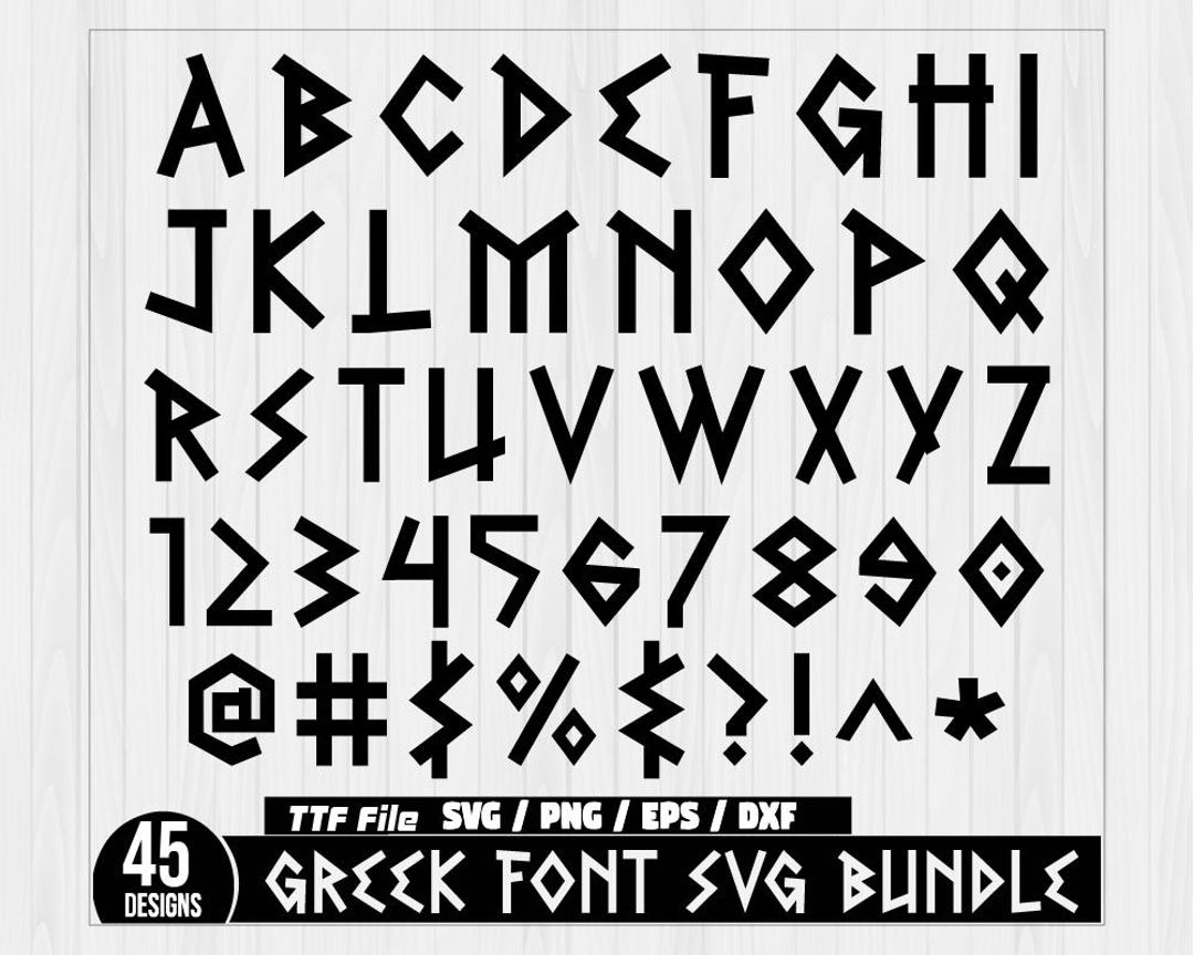 Greek Font Svg Bundle, Greek Alphabet Svg, Greek Font TTF, Greek ...