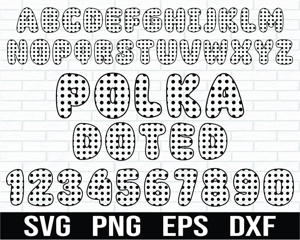 Polka Dots Alphabet and Numbers SVG Bundle, Polka Dot Letters, Polka ...