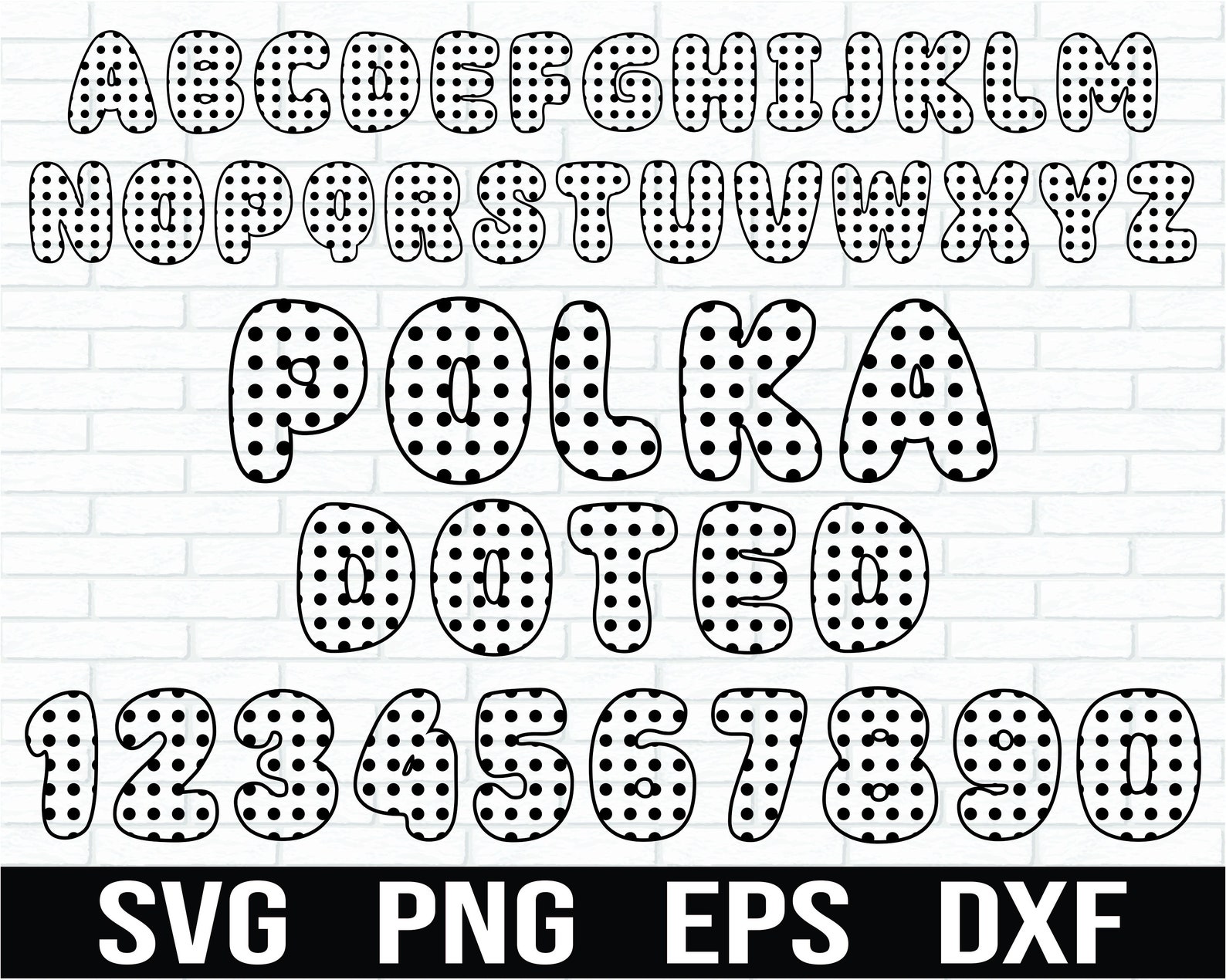 Polka Dots Alphabet and Numbers SVG Bundle, Polka Dot Letters, Polka ...