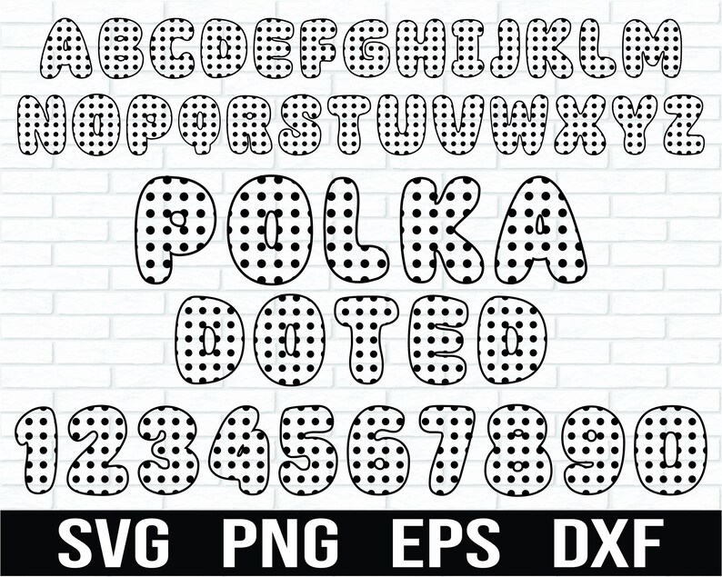 Polka Dots Alphabet and Numbers SVG Bundle, Polka Dot Letters, Polka ...