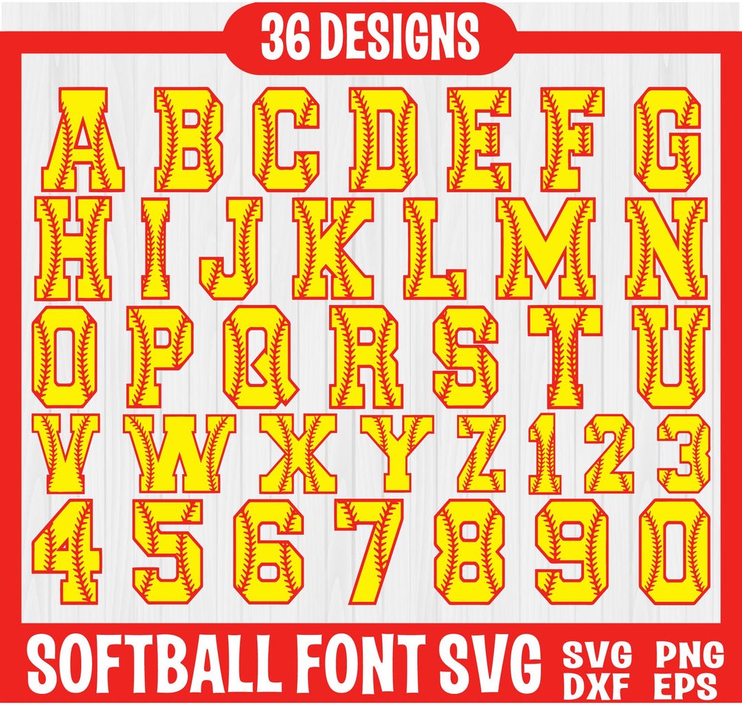 Softball Letters and Numbers Svg Bundle, SOFTBALL ALPHABET SVG Files ...