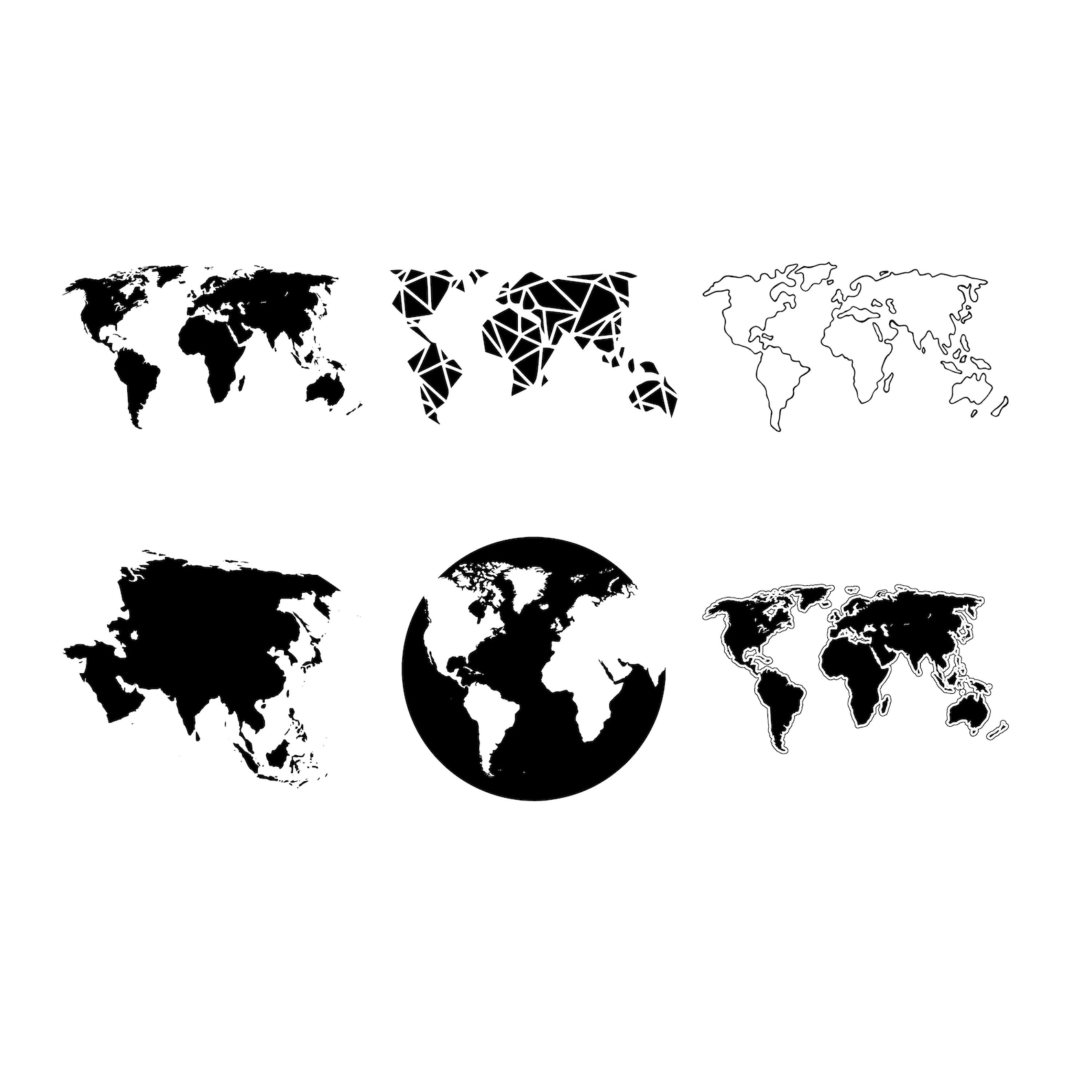 World Map Svg Bundle, World Map Silhouette, World Map Vector, World Map ...