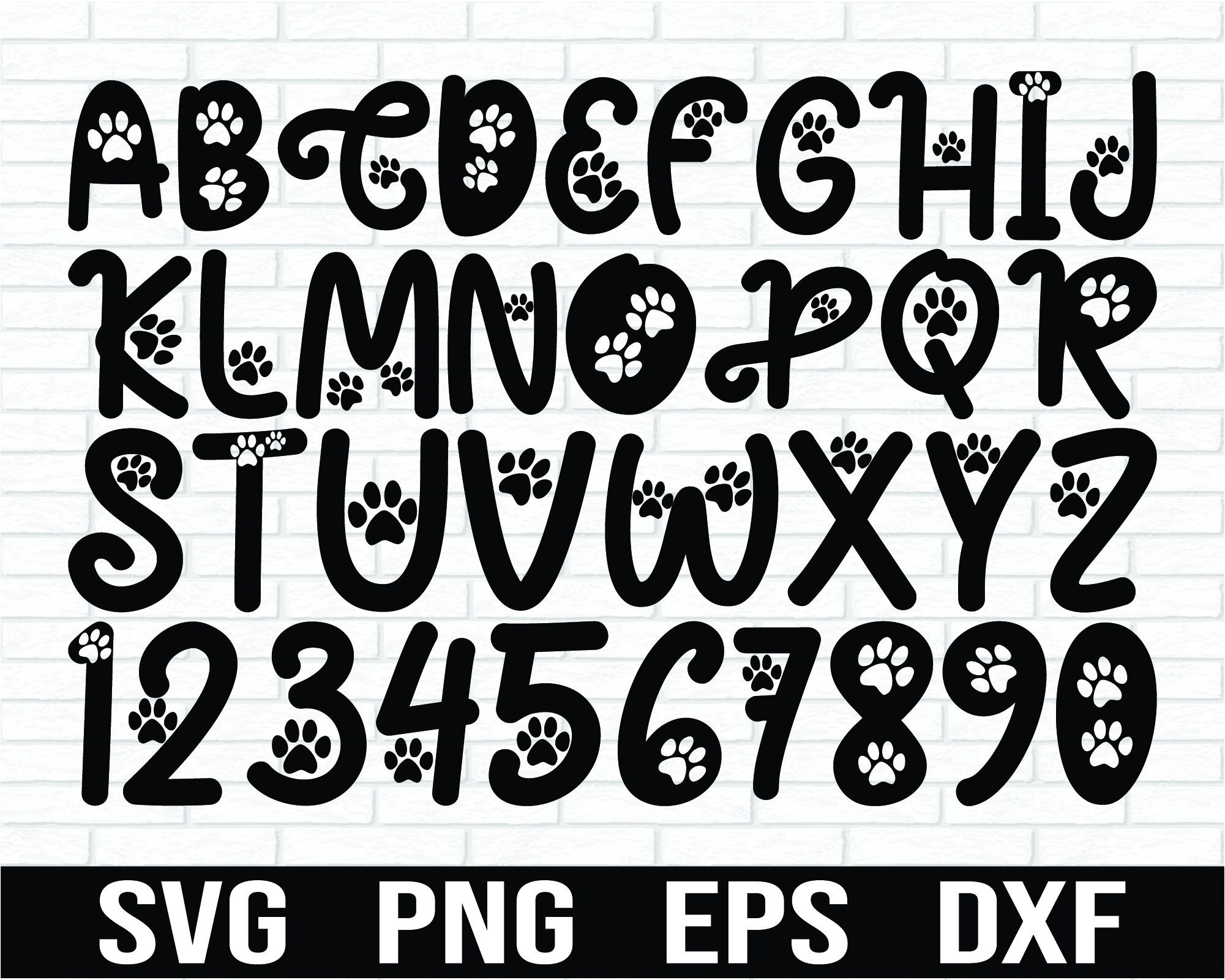 Paw Alphabet and Numbers SVG, Paw Font SVG, Blue Paw Letters Svg, Paw ...