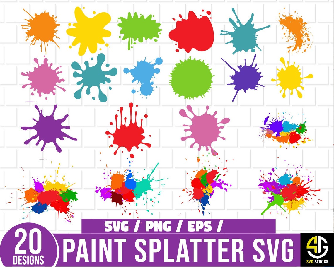 Paint Splatter SVG Bundle, Splatter Multicolor Svg, Paint Splats Svg ...