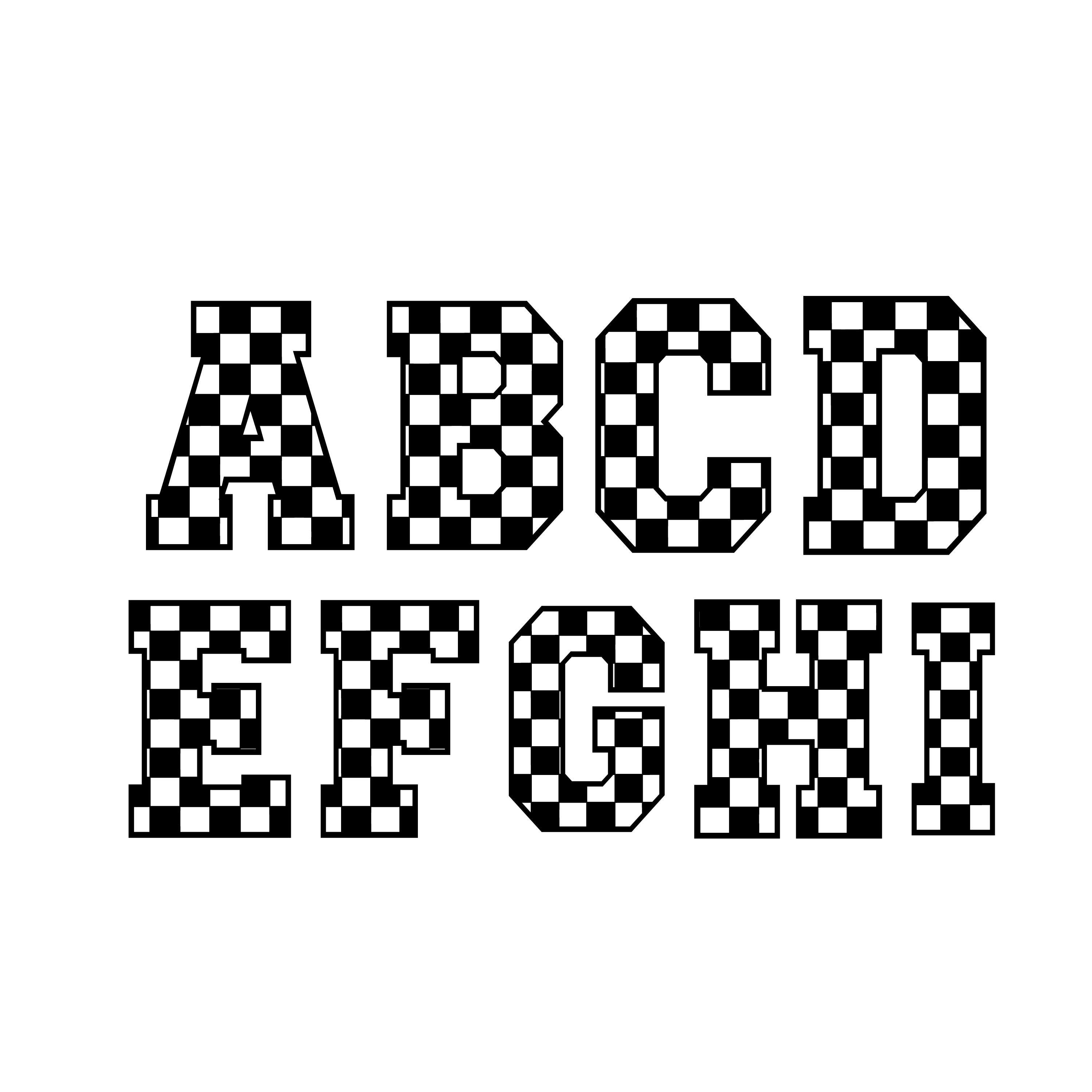 Checkered Alphabet and Numbers Svg Bundle, High Quality, Checkered ...