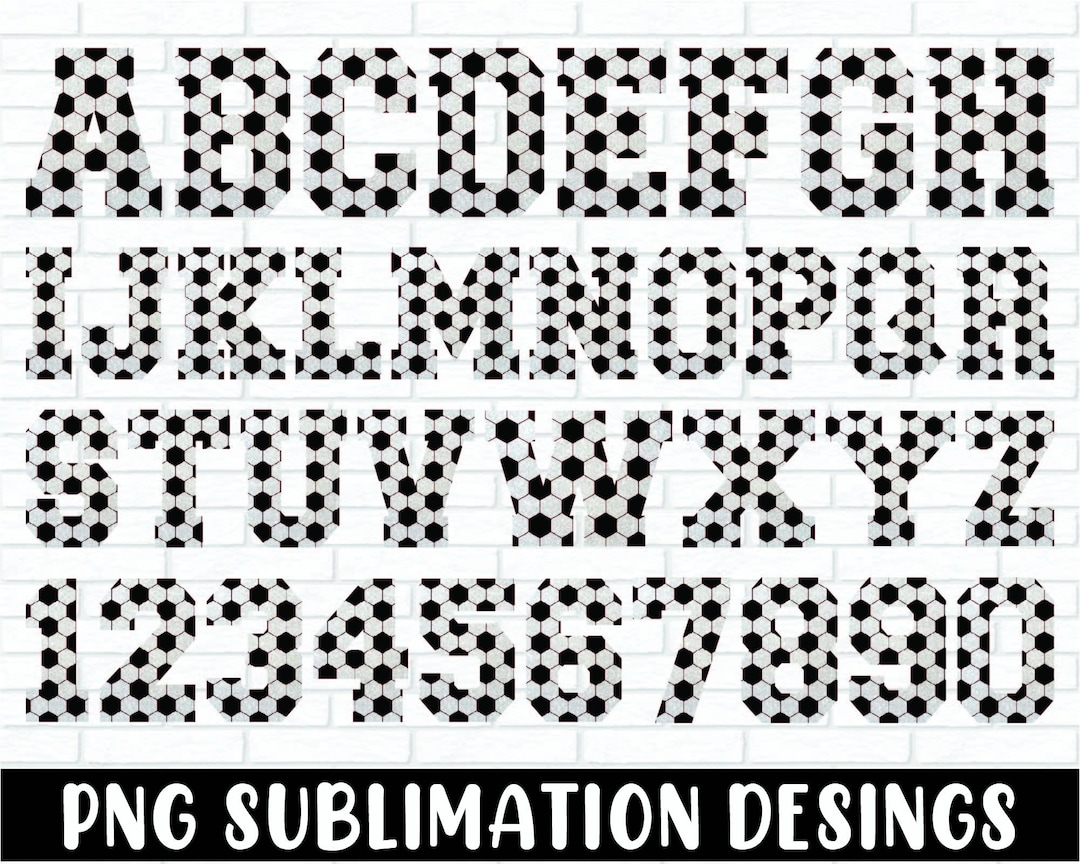 Soccer Glitter Letters and Numbers Png Bundle, PNG Sublimation Font ...