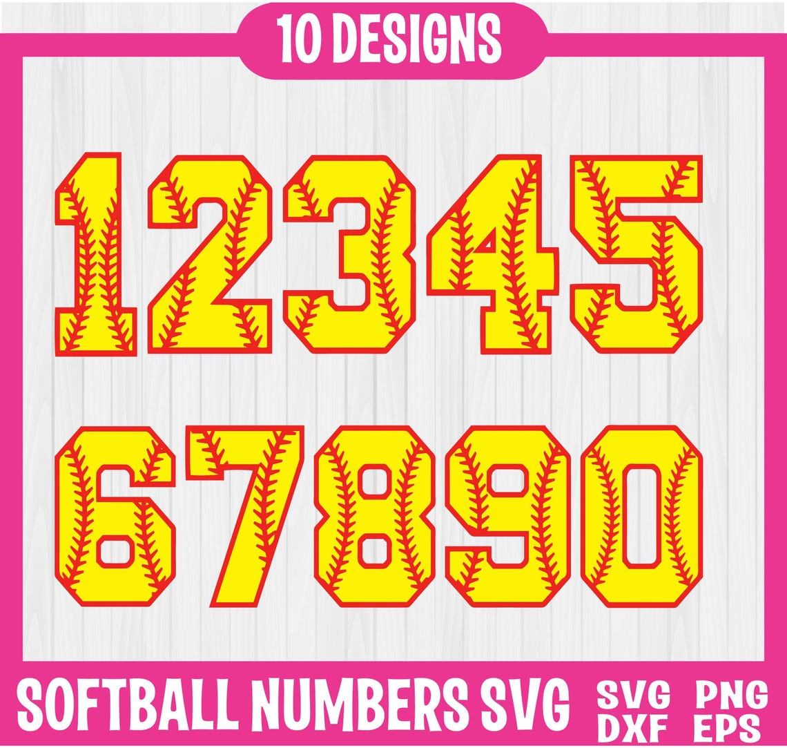 Softball Numbers Svg Bundle, Softball Font Png, Distressed Softball ...