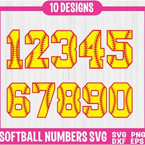 Softball Numbers Svg Bundle, Softball Font Png, Distressed Softball ...