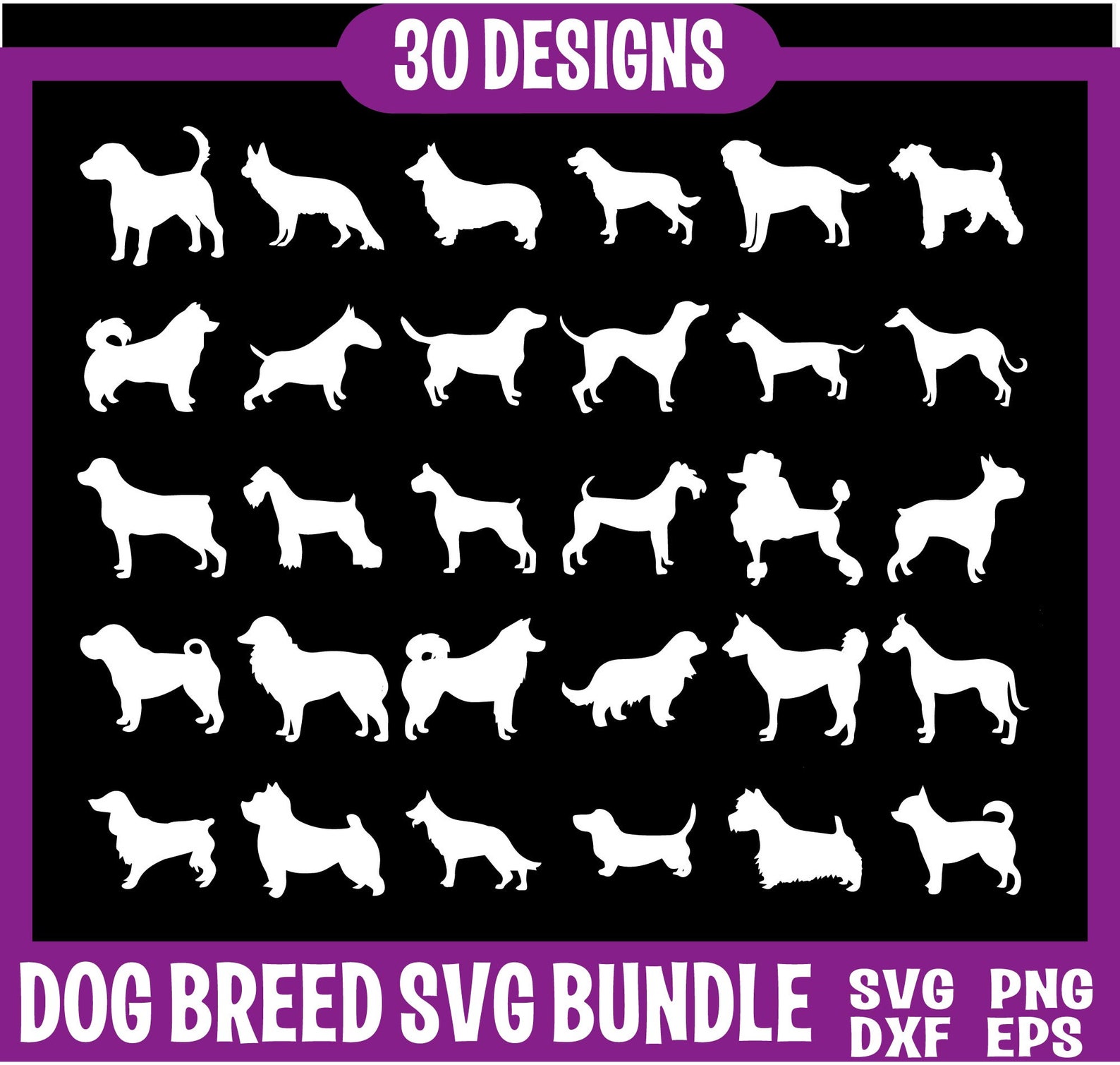 Dog Svg Bundle Dog Clipart, Dog Breed Svg , Dog Svg Cut Files , Dog ...