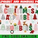 Christmas Alphabet and Numbers Png Bundle, Merry Christmas Doodle ...