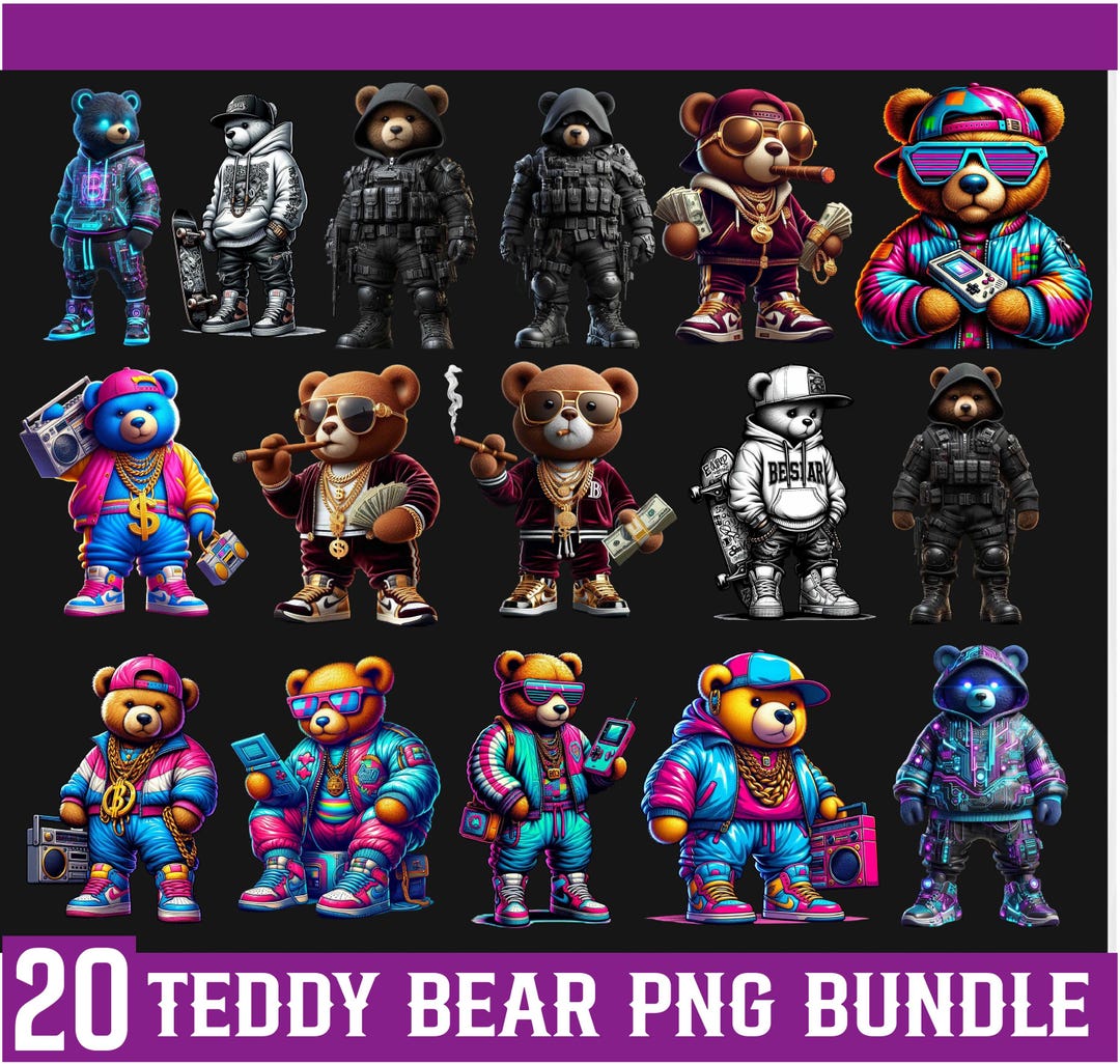 Bear Png Bundle, Bear Watercolor Clipart, Card Making Clipart, Bear ...