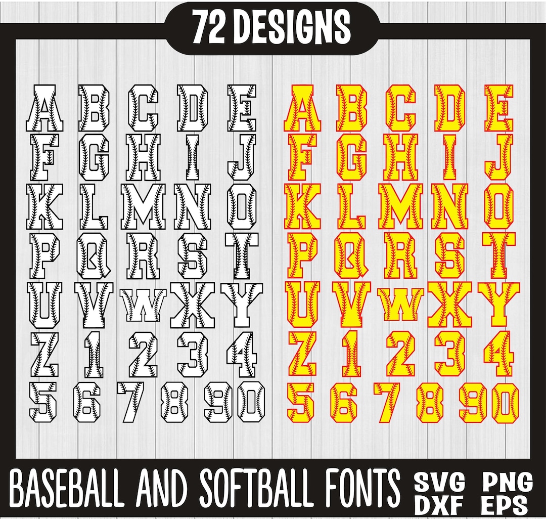 Baseball and Softball Alphabet Svg Bundle, Baseball Font Svg, Baseball ...