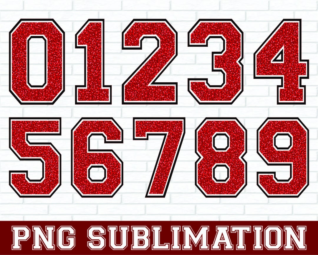 Red Glitter Number Png Sublimation Bundle, Red Glitter Numbers, Wedding ...