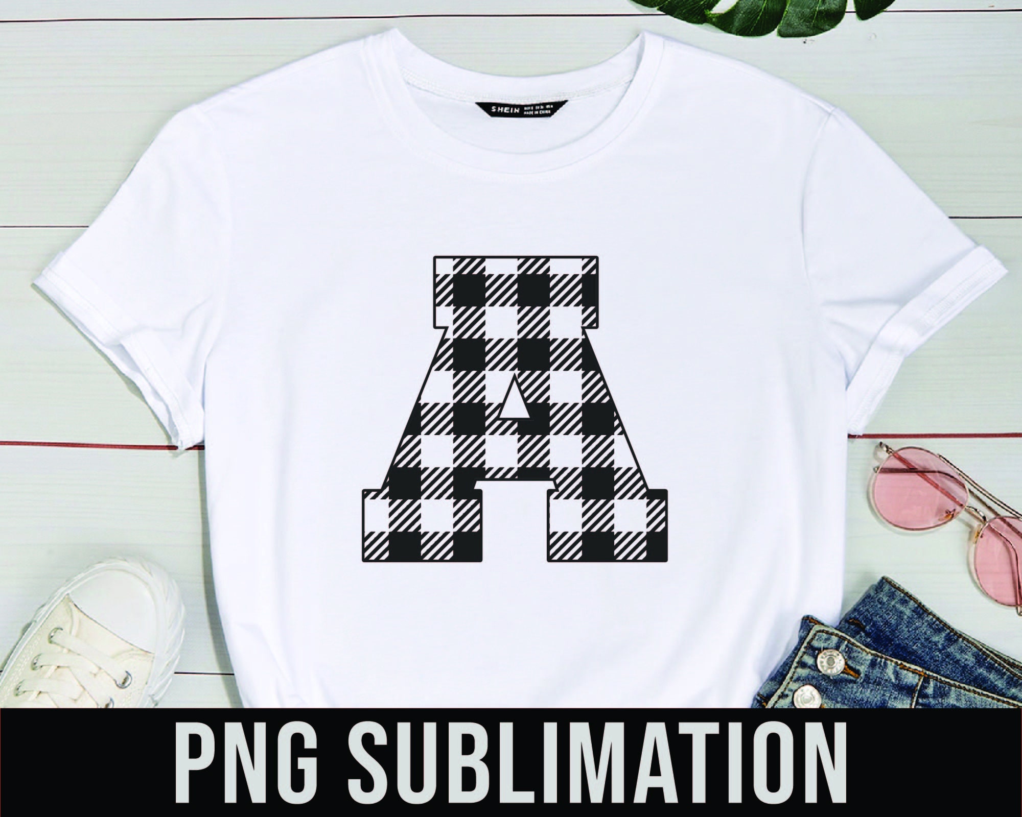 Buffalo Plaid Alphabet and Number Png Bundle, Plaid Letters PNG, Black ...