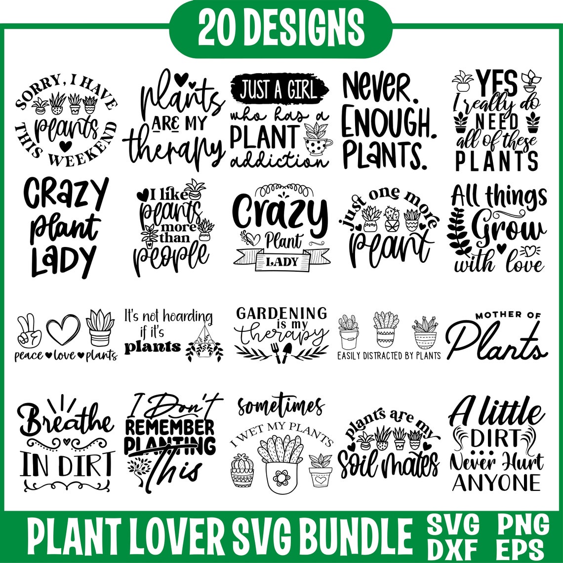 Plant Svg Bundle, Plant Lover SVG Bundle, Plant Svg, Plant Quotes Svg ...