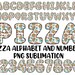 Pizza Doodle Alphabet and Numbers Sublimation Clipart PNG Bundle, Pizza ...