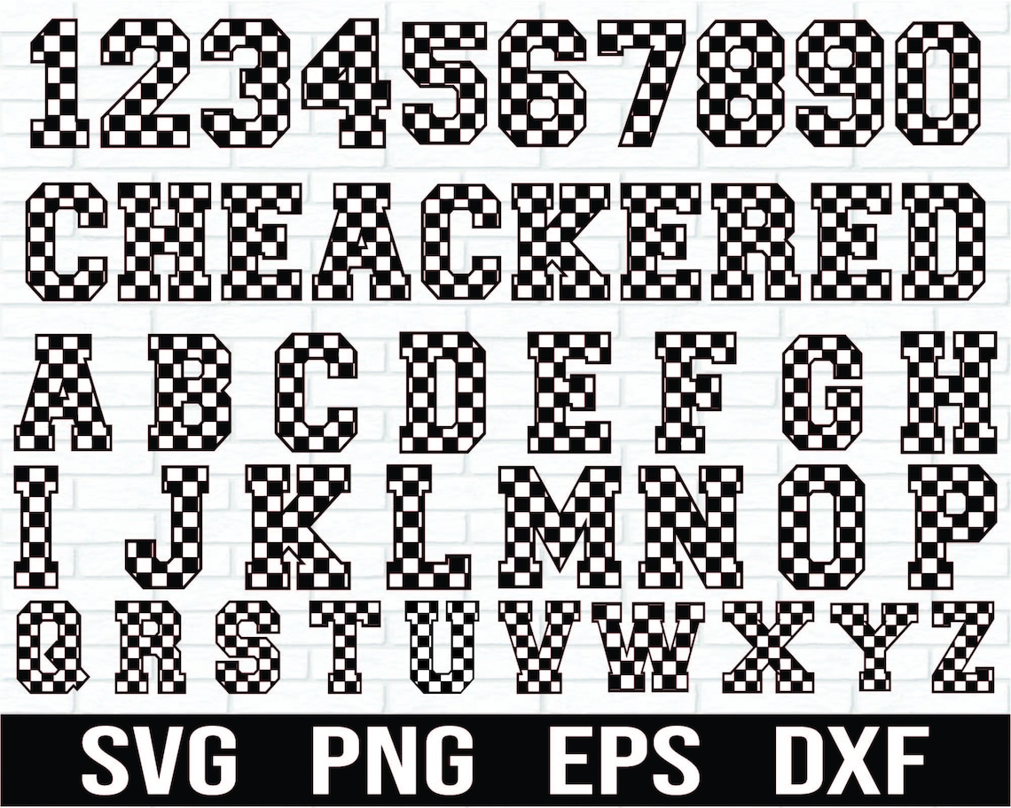 Checkered Alphabet and Numbers Svg Bundle Checkered Letters - Etsy
