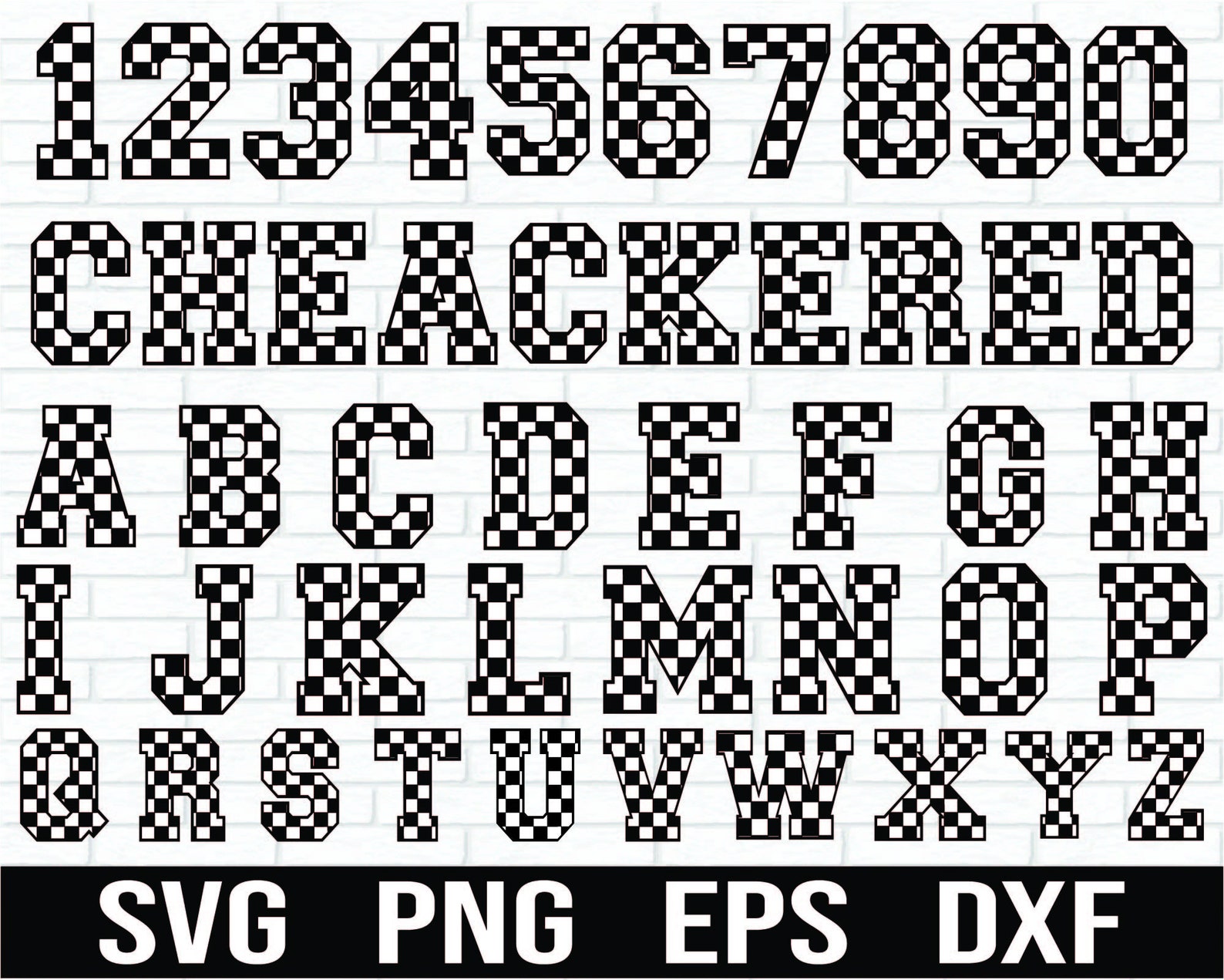Checkered Alphabet and Numbers Svg Bundle Checkered Letters - Etsy