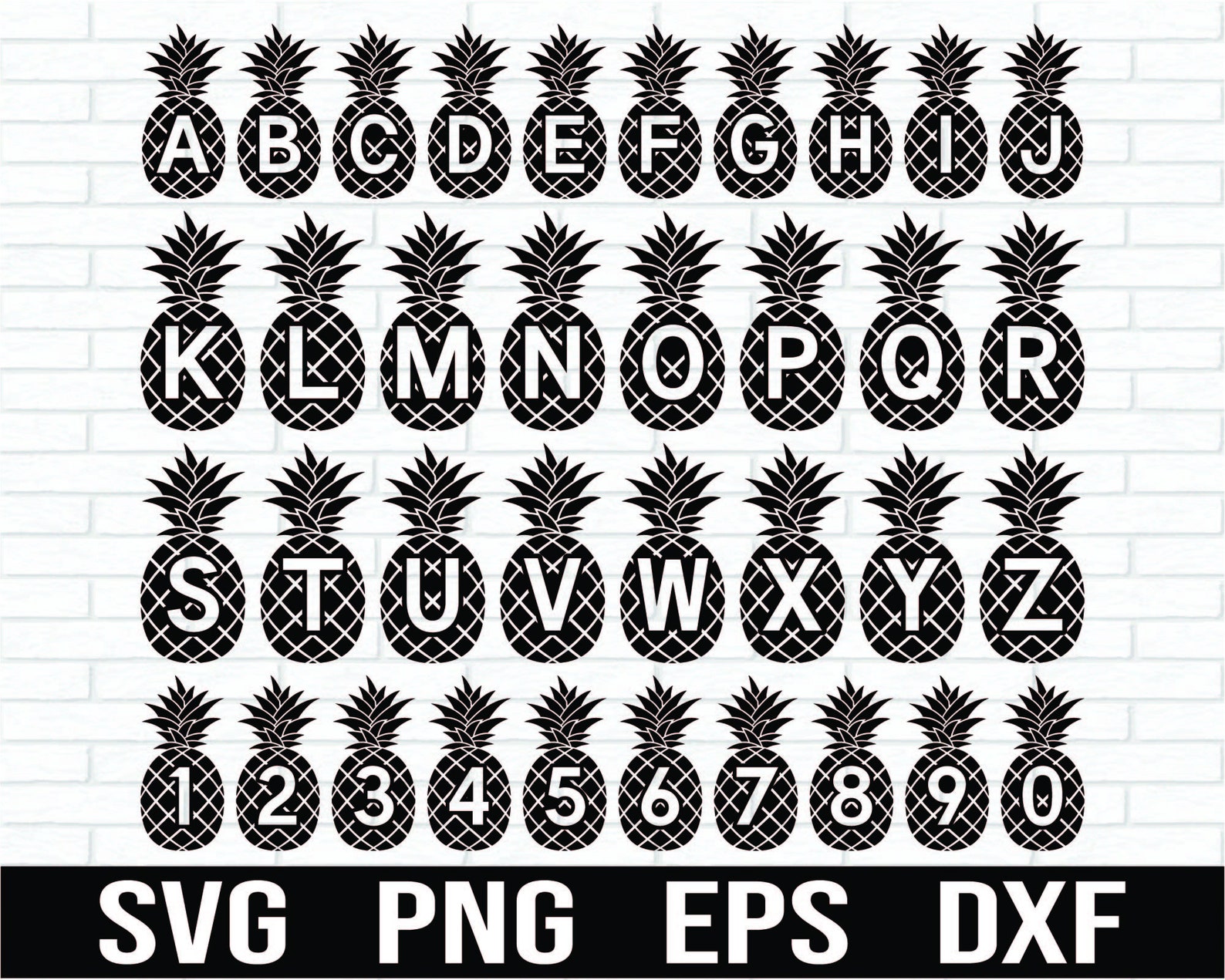 Pineapple Font SVG, Pineapple SVG Letter Cut File, Fruit Alphabet SVG ...