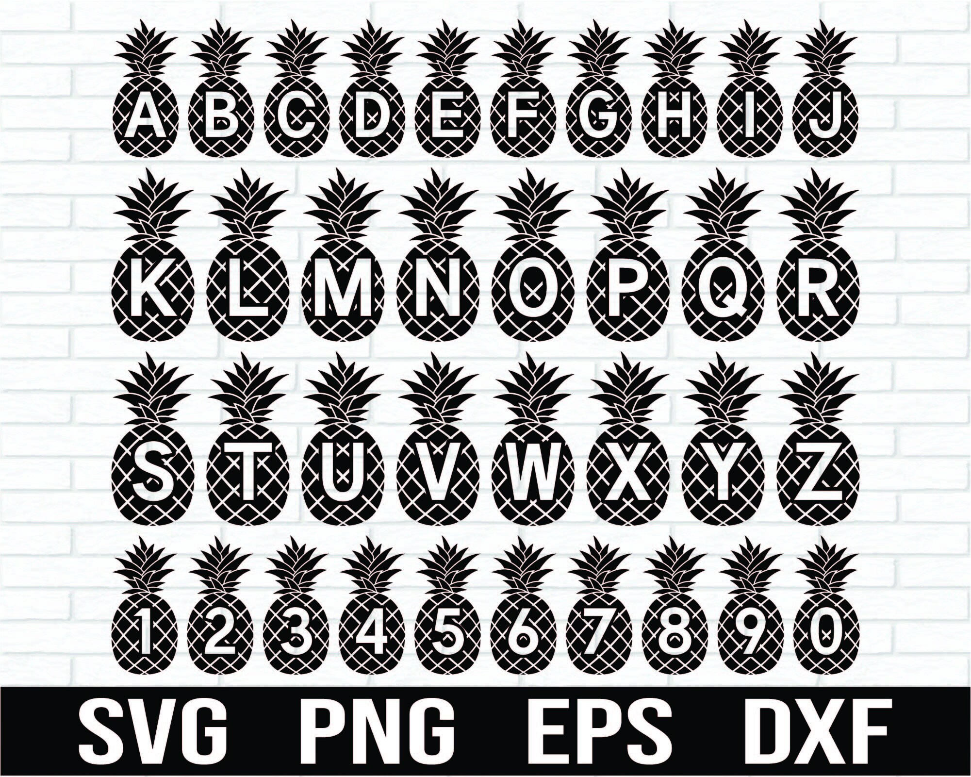 Pineapple Font SVG, Pineapple SVG Letter Cut File, Fruit Alphabet SVG ...