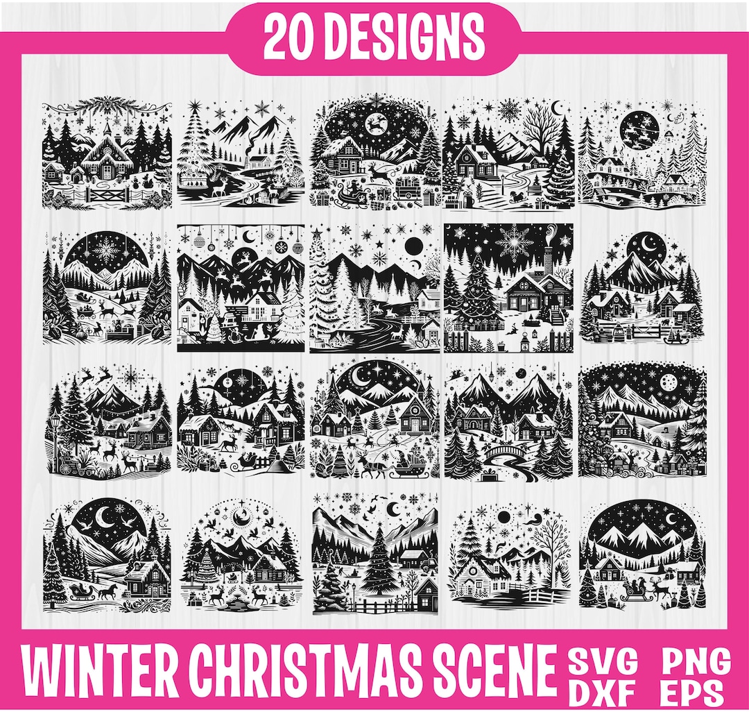 Winter Christmas Scene SVG, Winter Scene SVG, Magical Christmas Scene ...