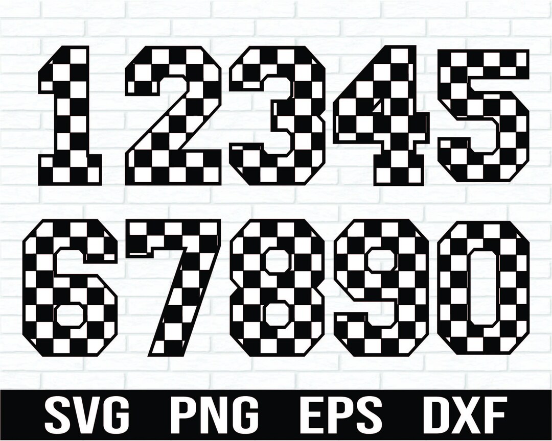 Checkered Numbers SVG, Racing Numbers SVG, Jersey Numbers SVG ...