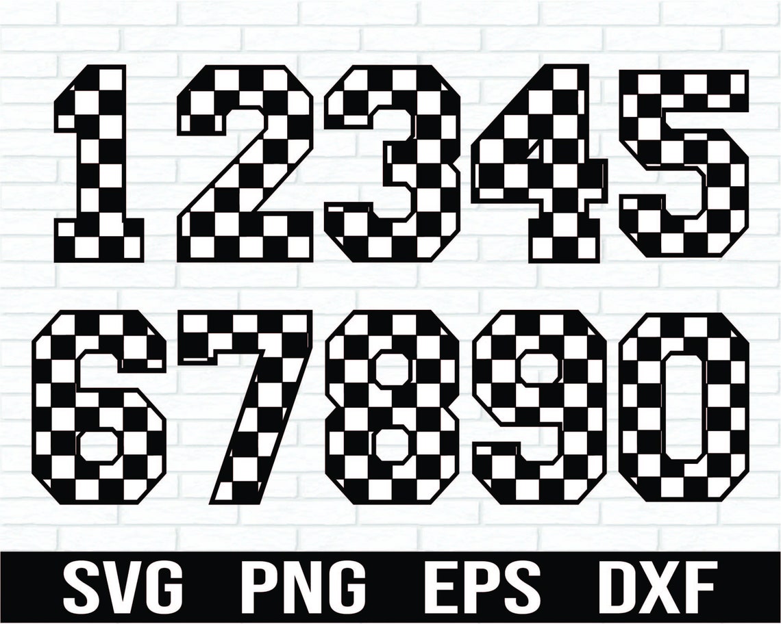 Checkered Numbers SVG, Racing Numbers SVG, Jersey Numbers SVG ...
