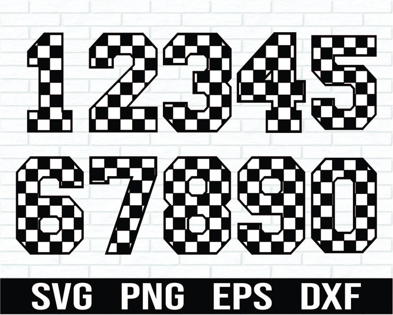 Checkered Numbers SVG, Racing Numbers SVG, Jersey Numbers SVG ... Checkered Numbers SVG, Racing Numbers SVG, Jersey Numbers SVG ...