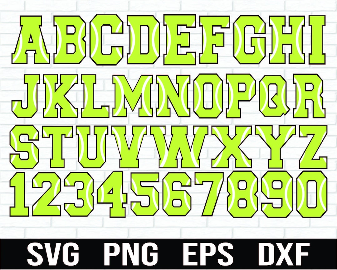 Tennis Letters and Numbers Svg, Tennis Ball Team Numbers Letter Font ...